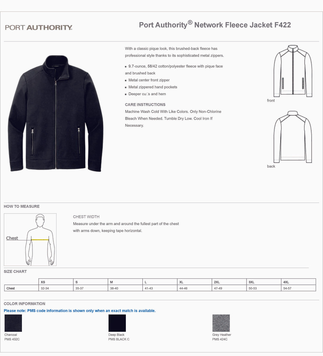 PORT AUTHORITY Network Fleece Jacket F422 $49.98-$52.98 – Irish Tees ...