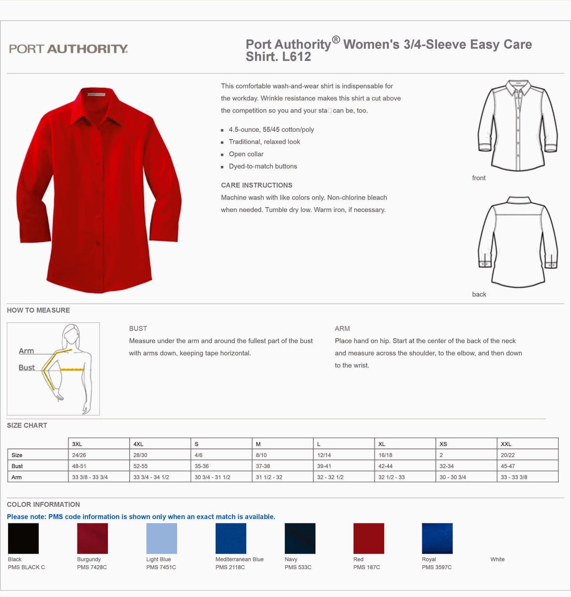 PORT AUTHORITY L612 WOMENS 3/4 SLEEVE $24.98 – Irish Tees Are Smiling